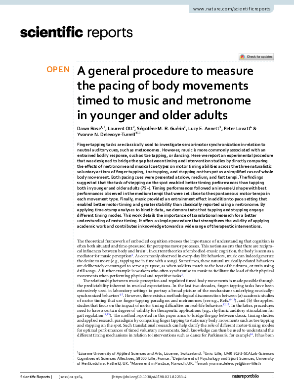 (PDF) A general procedure to measure the pacing of body movements timed ...
