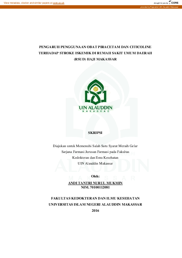 (PDF) Pengaruh Penggunaan Obat Piracetam dan Citicoline Terhadap Stroke ...