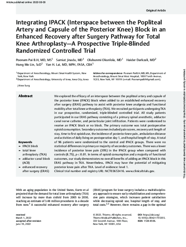 (PDF) Integrating IPACK (Interspace between the Popliteal Artery and ...