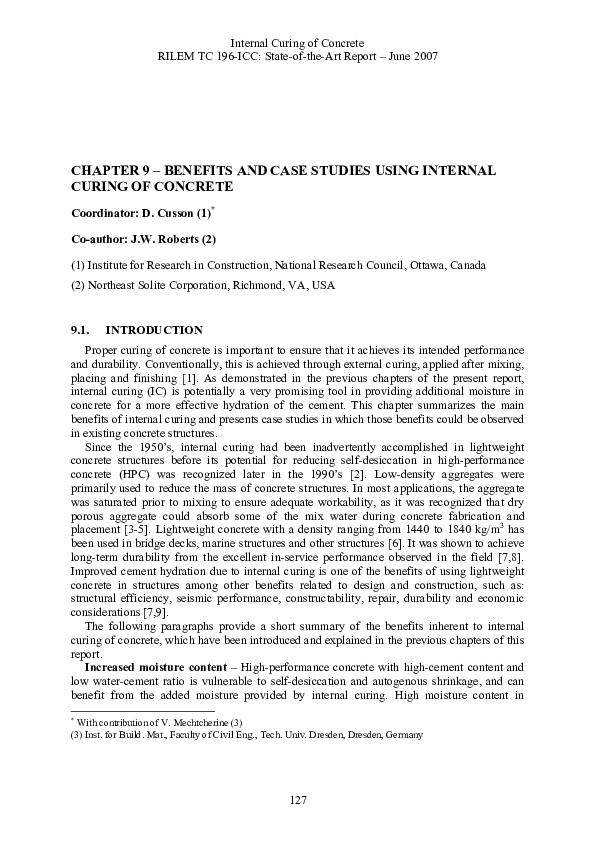 Pdf Internal Curing Of Concrete