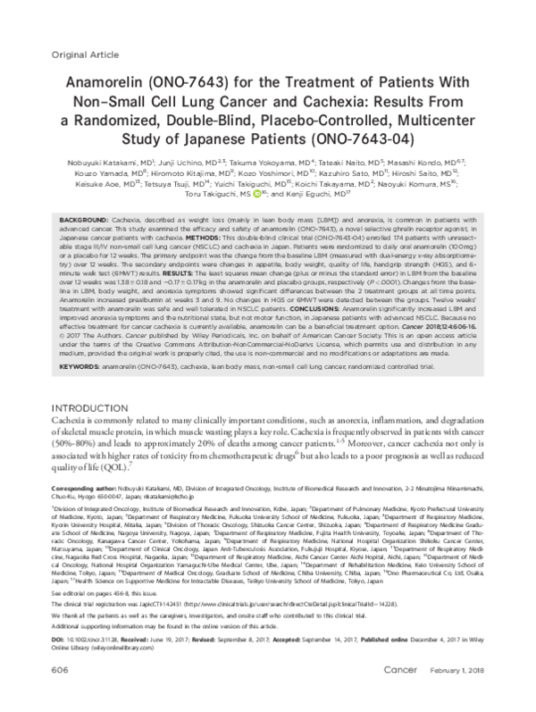 (PDF) Anamorelin (ONO-7643) for the treatment of patients with non ...