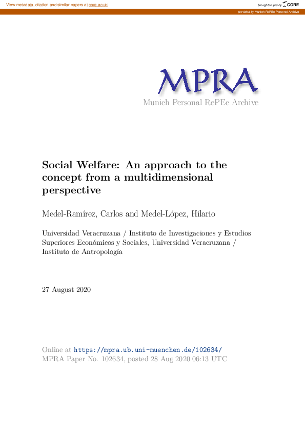 (PDF) El Bienestar Social: Una aproximación al concepto desde una ...