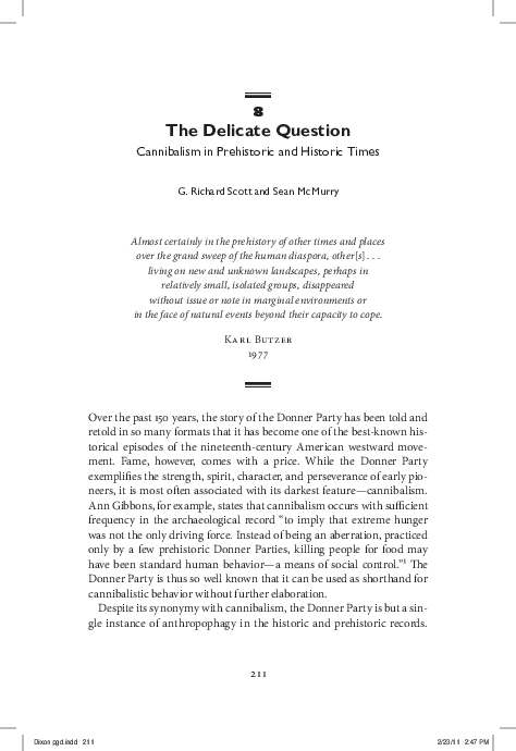 (PDF) The Delicate Question: Cannibalism in Prehistoric and Historic Times