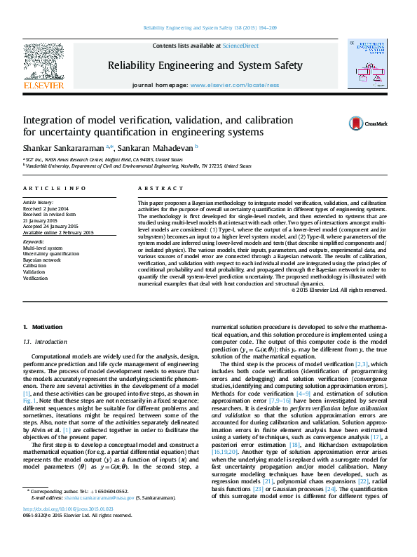(PDF) Integration of model verification, validation, and calibration for uncertainty ...