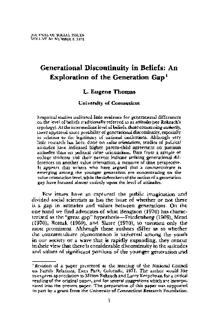 (PDF) Generational Discontinuity in Beliefs: An Exploration of the ...