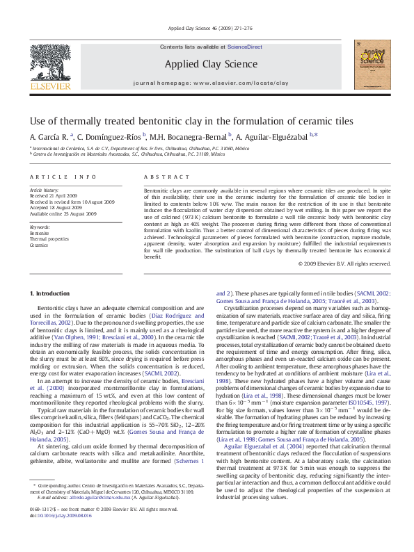 (PDF) Use of thermally treated bentonitic clay in the formulation of ...