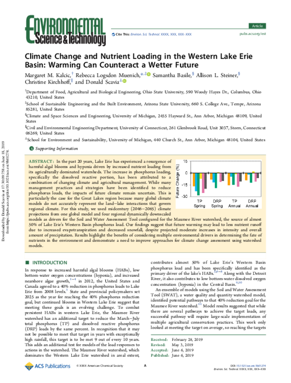 (PDF) Climate Change and Nutrient Loading in the Western Lake Erie ...