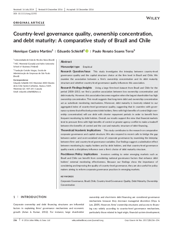 (PDF) Country-level governance quality, ownership concentration, and ...