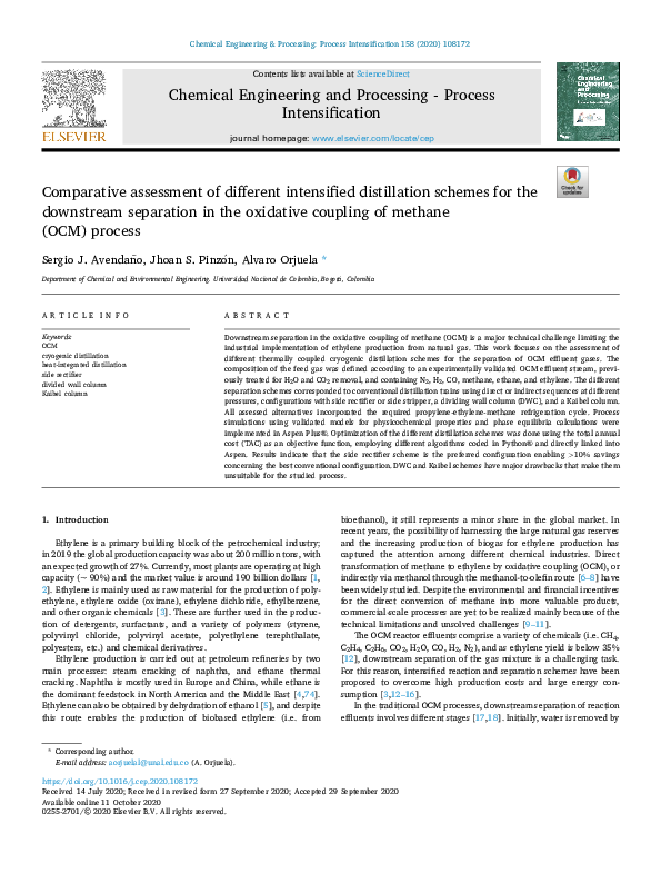 (PDF) Comparative assessment of different intensified distillation ...