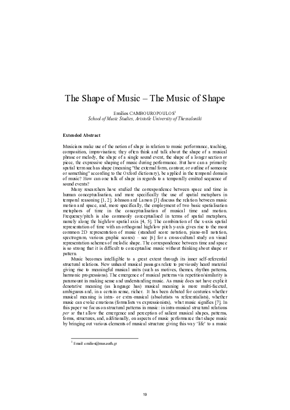 (PDF) The Shape of Music - The Music of Shape