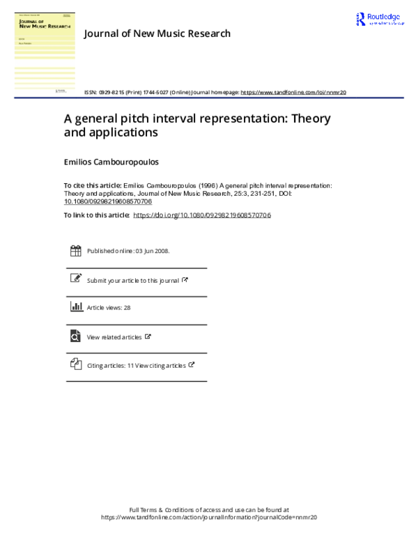 (PDF) A general pitch interval representation: Theory and applications