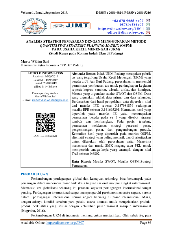 (PDF) ANALISIS STRATEGI PEMASARAN DENGAN MENGGUNAKAN METODE ...