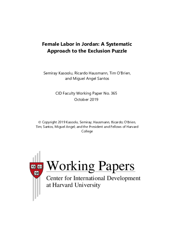 (PDF) Female Labor in Jordan: A Systematic Approach to the Exclusion Puzzle