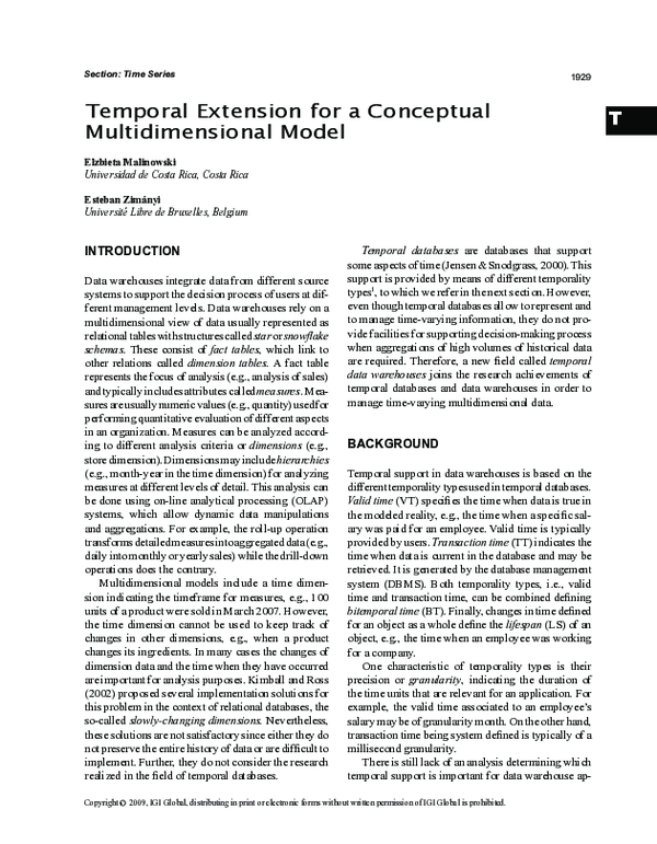 (PDF) Temporal Extension for a Conceptual Multidimensional Model