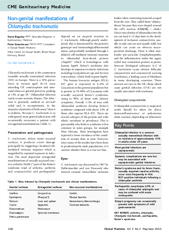 (PDF) Non-genital manifestations of Chlamydia trachomatis