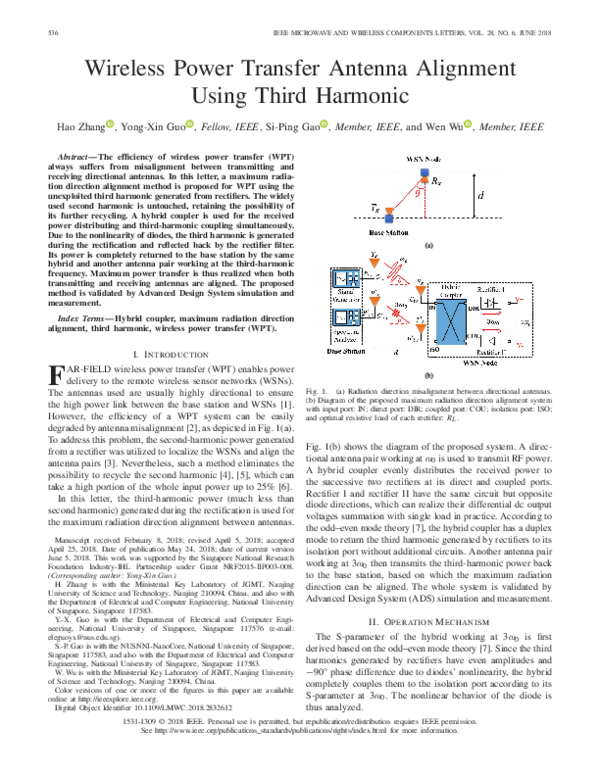 (PDF) Wireless Power Transfer Antenna Alignment Using Intermodulation for Two-Tone Powered ...