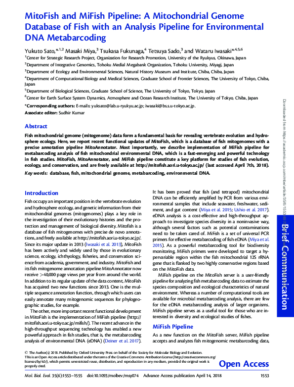 (PDF) MitoFish and MitoAnnotator: A Mitochondrial Genome Database of ...