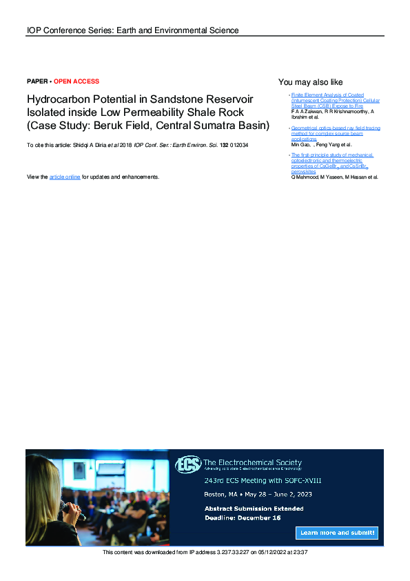 (PDF) Hydrocarbon Potential in Sandstone Reservoir Isolated inside Low ...