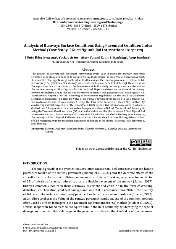 (PDF) Analysis of Runways Surface Conditions Using Pavement Condition ...