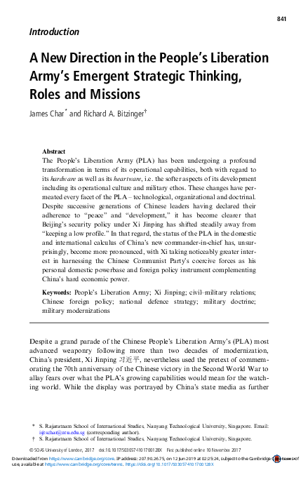 (PDF) A New Direction in the People's Liberation Army's Emergent ...