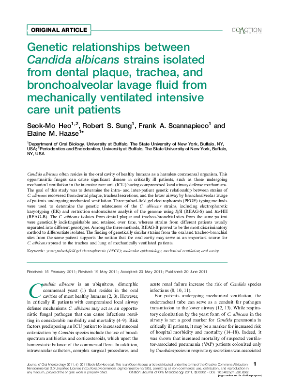 (PDF) Genetic relationships between Candida albicans strains isolated ...