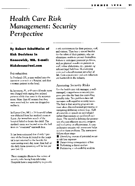 (PDF) Mitigating Security Risks in Healthcare Settings
