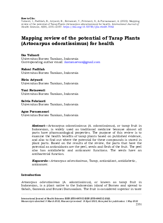 (PDF) Mapping review of the potential of Tarap Plants (Artocarpus ...