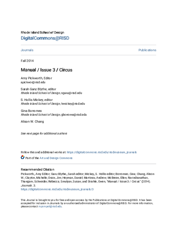 (PDF) Manual / Issue three | Sarah Ganz Blythe - Academia.edu
