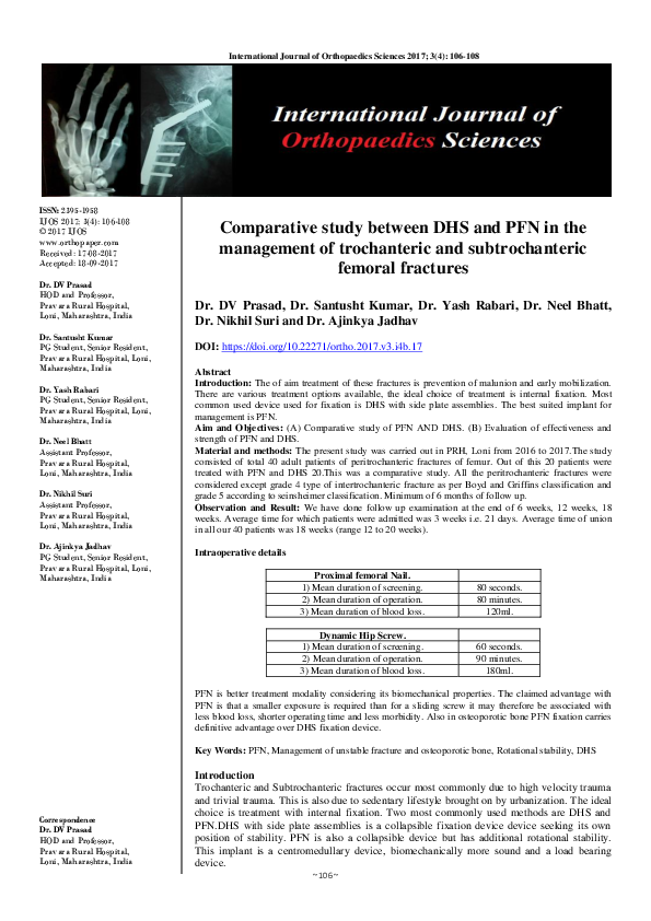(PDF) Comparative study between DHS and PFN in the management of ...
