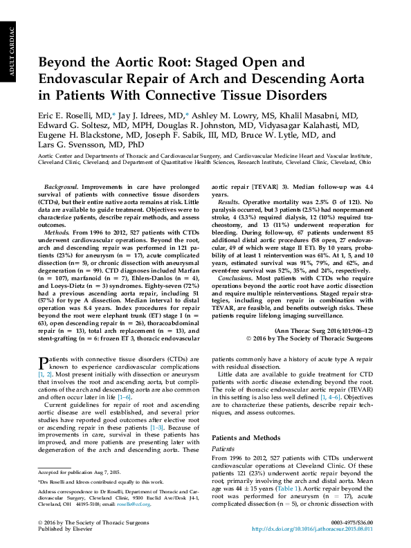 (PDF) Beyond the Aortic Root: Staged Open and Endovascular Repair of ...