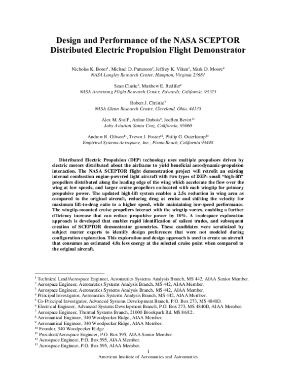 (PDF) Design and Performance of the NASA SCEPTOR Distributed Electric ...