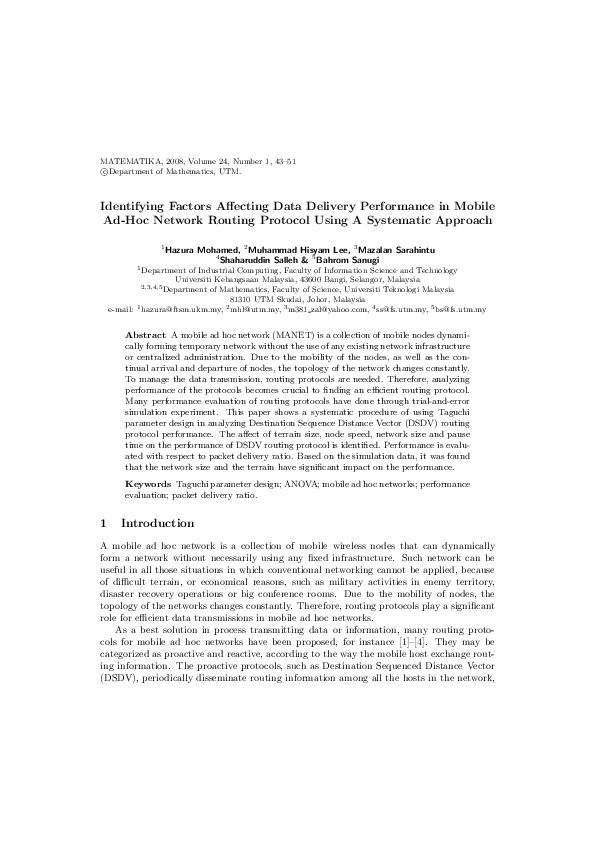 Pdf Identifying Factors Affecting Data Delivery Performance In Mobile Ad Hoc Network Routing