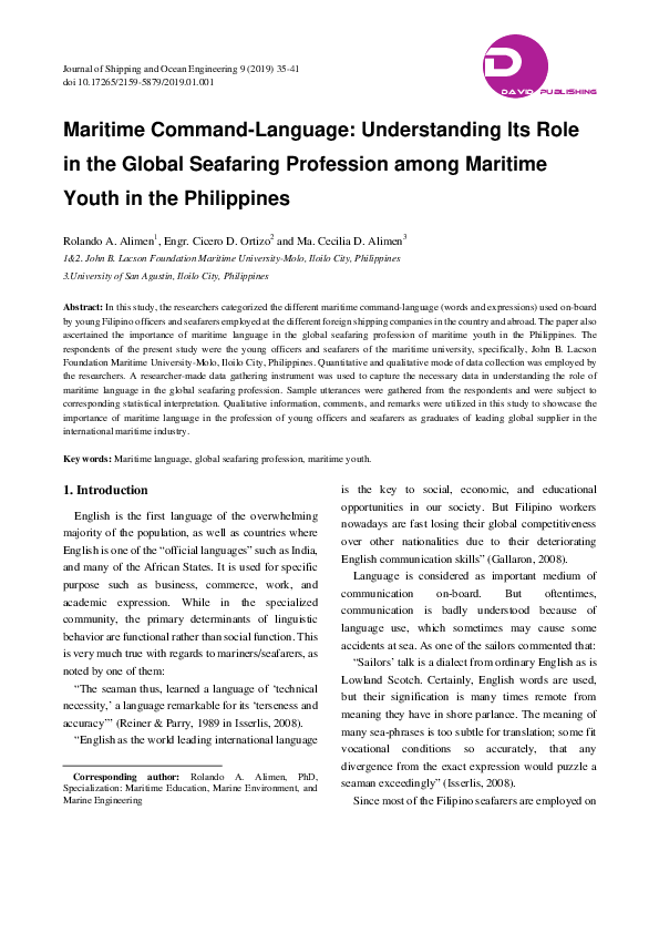 (PDF) Maritime Command-Language: Understanding Its Role in the Global ...