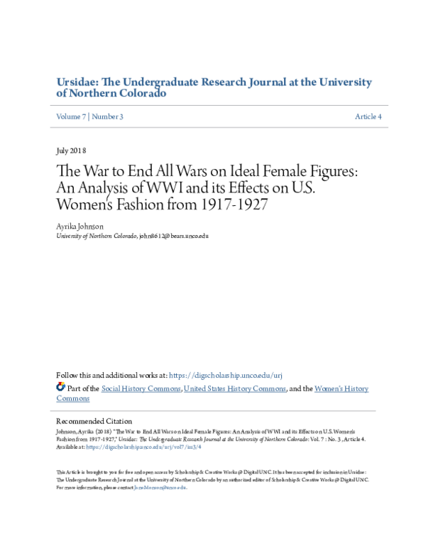 (PDF) The War to End All Wars on Ideal Female Figures: An Analysis of ...
