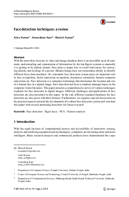 (PDF) Face detection techniques: a review