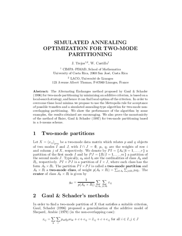 (PDF) Simulated Annealing Optimization for Two-mode Partitioning
