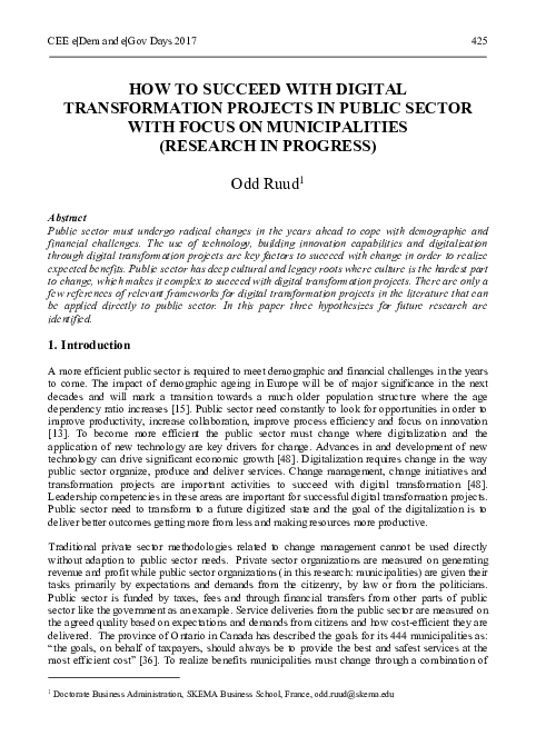 (PDF) How to succeed with digital transformation projects in public ...