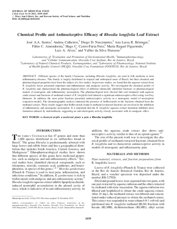 (PDF) Chemical Profile and Antinociceptive Efficacy of Rheedia ...