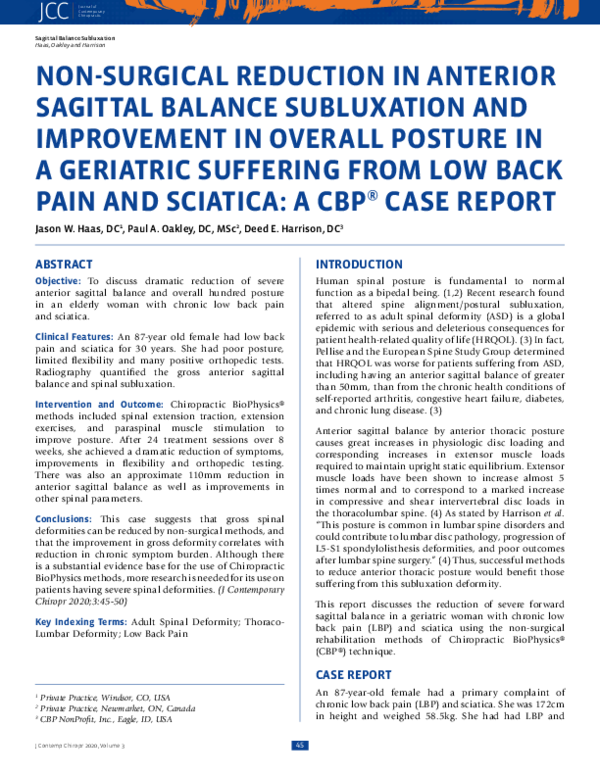(PDF) Non-Surgical Reduction in Anterior Sagittal Balance Subluxation ...