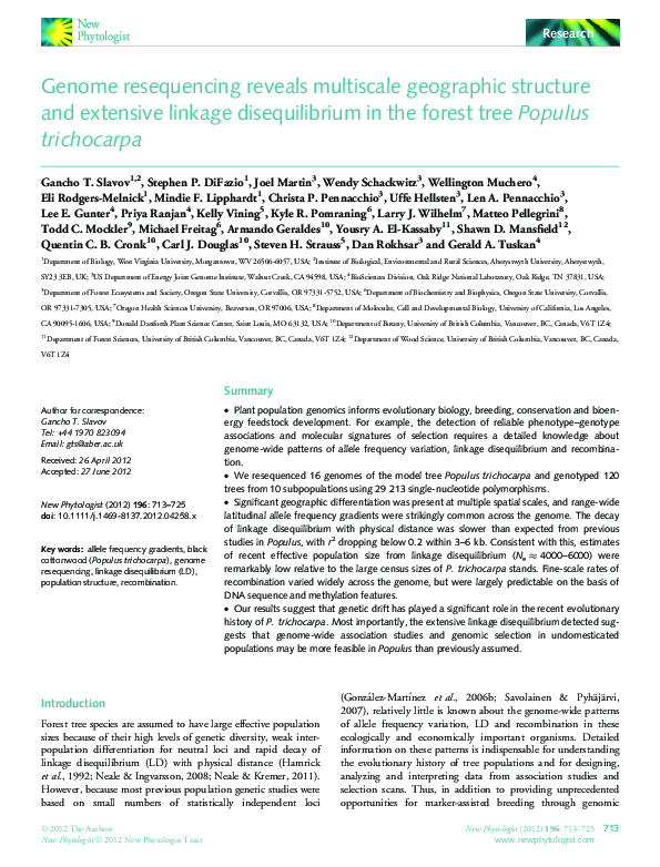 (PDF) Genome resequencing reveals multiscale geographic structure and extensive linkage ...
