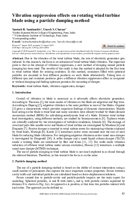 Pdf Vibration Suppression Effects On Rotating Wind Turbine Blade