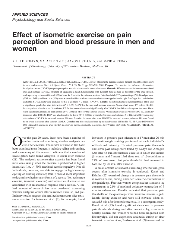 (PDF) Effect of isometric exercise on pain perception and blood ...