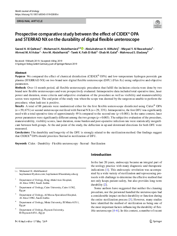 (PDF) Prospective comparative study between the effect of CIDEX® OPA ...