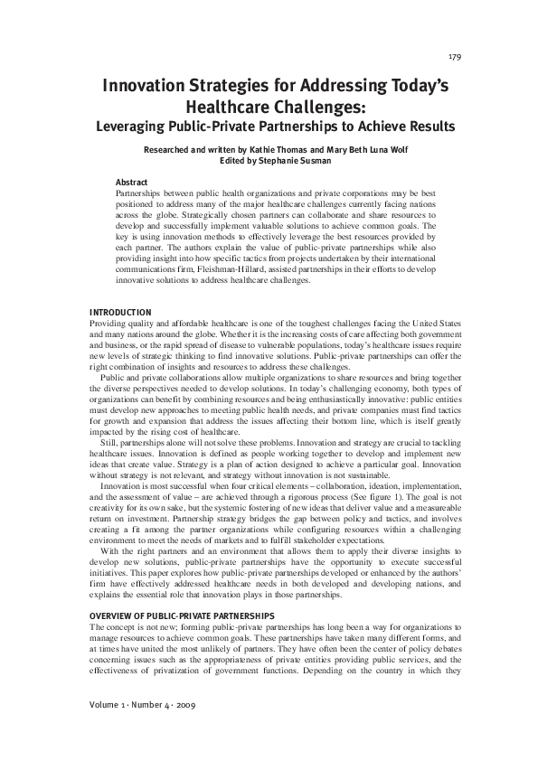 (PDF) Innovation Strategies for Addressing Today's Healthcare Challenges
