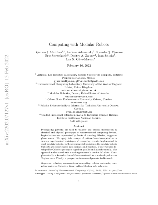 (PDF) Computing with Modular Robots