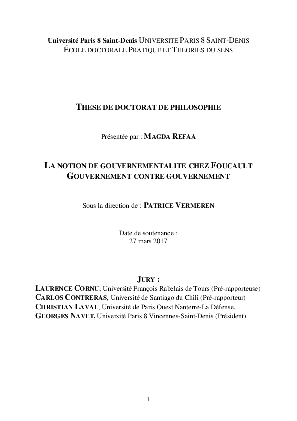 (PDF) The notion of gouvernementality at Foucault : gouvernment against ...