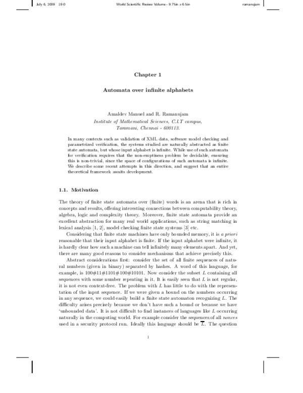 (PDF) Automata over Infinite Alphabets