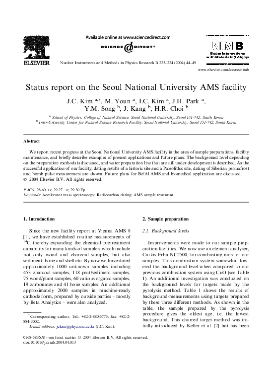 (PDF) Status report on the Seoul National University AMS facility