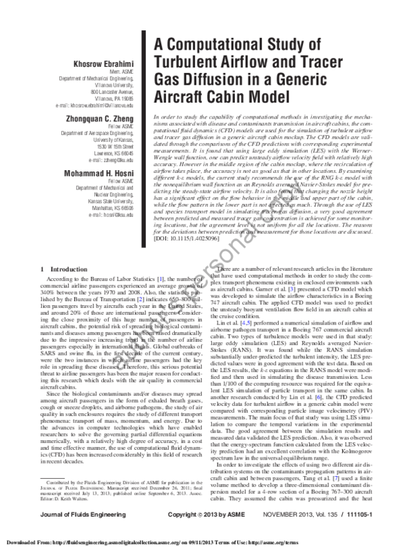 (PDF) A Computational Study of Turbulent Airflow and Tracer Gas Diffusion in a Generic Aircraft ...