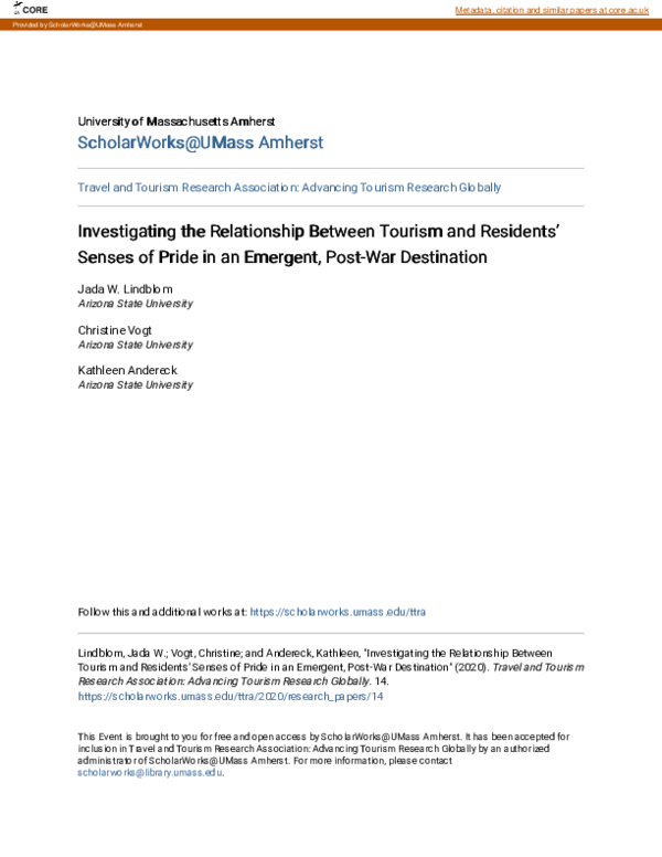 (PDF) Investigating the Relationship Between Tourism and Residents ...